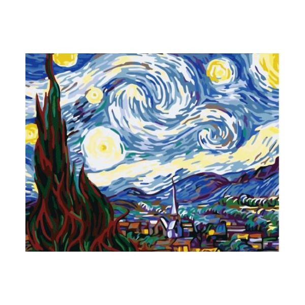 【発売日：2025年06月10日】商品説明<BR>商 品 名：ゴッホの絵「星月夜」<BR>商品番号：WS-AE233<BR>セット内容：キャンバス(厚さ2.5cm松木内枠入り)、エコアクリル絵具、絵筆（3...