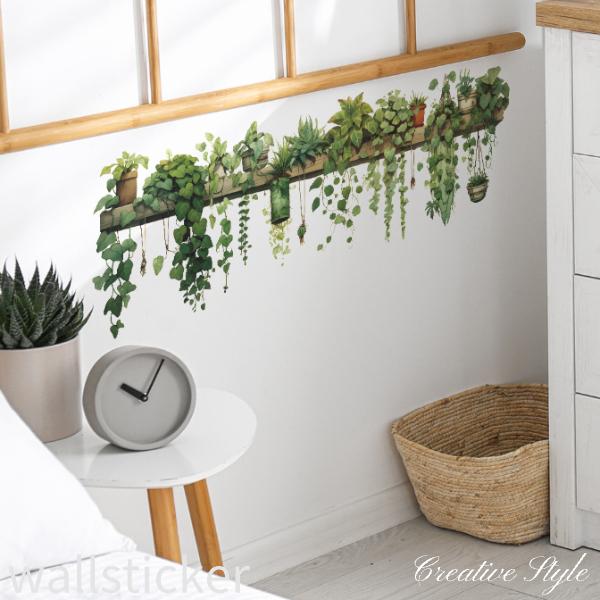 ★商品説明★商 品 名： ウォールステッカー wallshelf &amp; plants 1 木 花 おしゃれ 北欧 キッチン インテリアシール 植物 トイレ 英文 壁紙シール 植木鉢商品番号：WS-FUND4材　　質：ポリ塩化ビニルサ ...