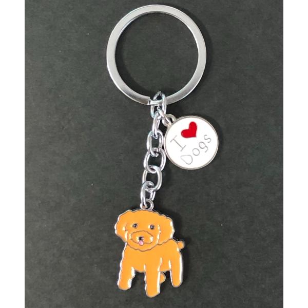 ご覧いただきまして誠にありがとうございます。愛犬お出かけの際にお揃いバックチャーム にお勧めです！ 犬デザイン キーホルダー●トイプードル　ティーカッププードル犬のサイズ 縦 約3cm 横 約2.5cm ※裏面は無地です。リングサイズ 直径...