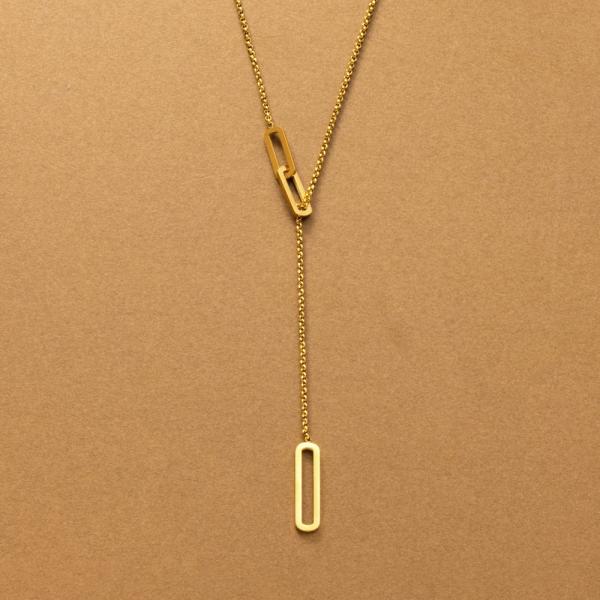 シンプルで洗練されたデザインが大人っぽいY字ラリエットのロングネックレス。程よい存在感で品よく身につけらるデザイン◎錆びにくく傷に強いステンレス製でデイリーに活躍間違いナシのアイテムです。■サイズチェーン長さ全長：79.5cmチェーンの幅：...