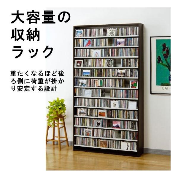 好きなジャケットを前面にディスプレイしながら大量収納が出来るCD・DVDストッカーです。棚板の組み換えによりDVDソフトも収納出来ます。棚板は、わずかに後ろに傾斜しておりタイトルが見やすくなっています。また重たくなるほど後ろ側に荷重が掛かり...