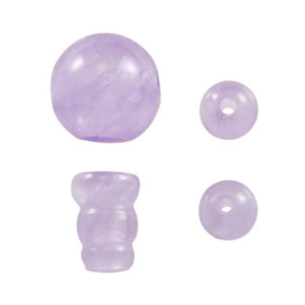 天然石で作られた、親玉・ボサ・二天玉のセットです。ハンドメイドでの数珠・念珠の製作にご使用ください。親玉はお釈迦様または阿弥陀様、ボサは菩薩様、二天玉は守り神になります。藤雲石,ラベンダーアメジスト。【素材】サイズ誤差±0.5mm親玉　藤雲...