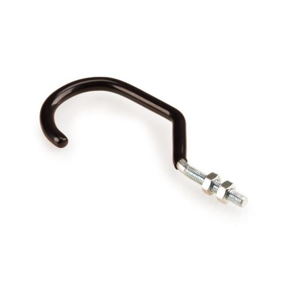 自転車用のフック。完成車の重量に耐えうる剛性の高いフックです。■フック内径：約50mm■ワイヤ径：9mm■ネジ＆ナットタイプ（黒）ネジサイズ：M8×1.25mm　