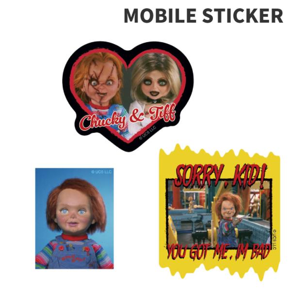【商品】モバイルステッカー【種類】CHUCKY【特徴】スマホケースに挟むこともできるスマホサイズにぴったりなデコレーションステッカーセットです。安心な濡れ・汚れに強い耐水コーティング仕様※本品は強粘着のステッカーですので、機器本体ではなくケ...