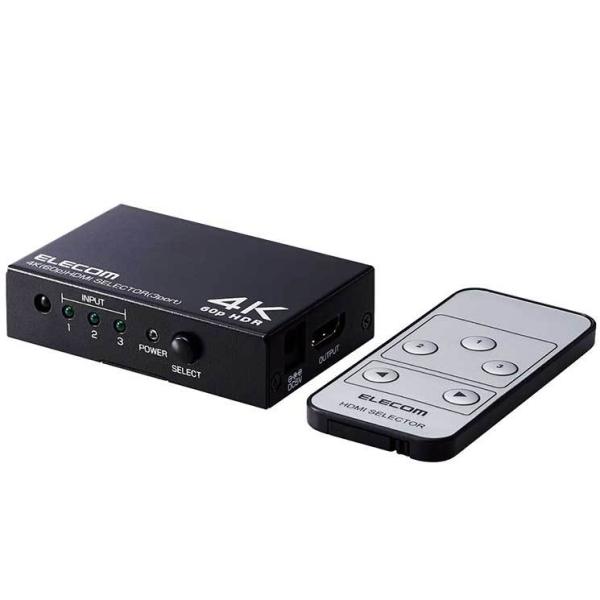 4K60Hz(18Gbps)、HDCP2.2対応により4KモデルのHDMIポート不足を解消できるHDMI切替器です。 専用ACアダプター付属により安定した動作を実現、また付属のリモコンにより離れた場所からの入力切替操作が可能です。 放熱効率...