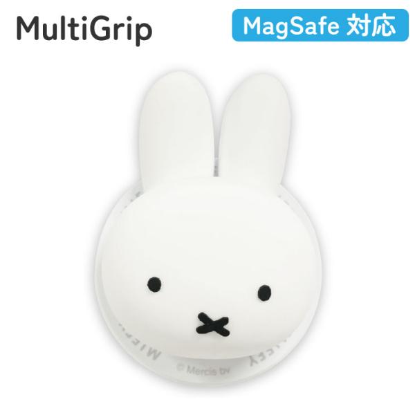 【商品】MagSafe対応 マルチグリップ【種類】ミッフィー【特徴】スマートフォンの背面に貼り付けるアクセサリです。スマートフォンの持ちやすさを向上します。スタンドとしてもご使用いただけます。使用時：本体上部をスピンすると自動的に飛び出しま...