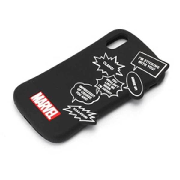 対応:iPhone XRデザイン:ロゴ/ブラック説明:「PG-DCS582MVL」は、はみ出た吹き出しがインパクト大な「MARVEL」ロゴデザインのiPhone XR用シリコンケースです。MIL規格（MIL-STD-810G)の2項目、落下...