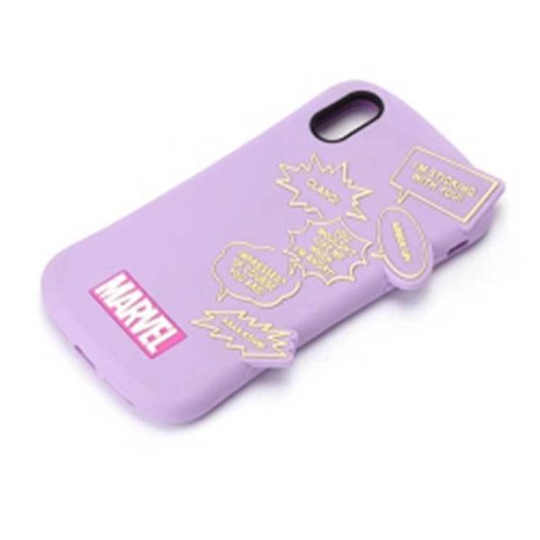対応:iPhone XRデザイン:ロゴ/パープル説明:「PG-DCS583MVL」は、はみ出た吹き出しがインパクト大な「MARVEL」ロゴデザインのiPhone XR用シリコンケースです。MIL規格（MIL-STD-810G)の2項目、落下...