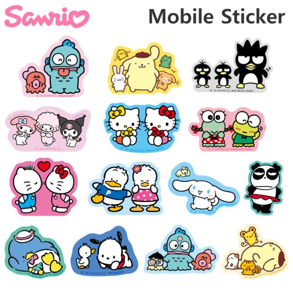 【商品】モバイルステッカー(4枚セット)【種類】ハローキティ マイメロディandクロミ ポムポムプリン シナモロール ポチャッコ タキシードサム ハンギョドン あひるのぺックル バッドばつ丸 けろけろけろっぴ【特徴】スマホケースに挟むことも...