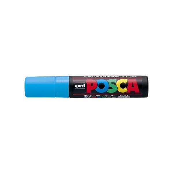 ≪商品スペック≫○商品名:ポスカ（POSCA)○品番:PC17K.8      ○機能:極太角芯 水性マーカー○小売価格:600円○JAN:4902778172797○インク色:水色○軸径φ×厚さ×全長:28mm×28mm×157mm○重量...