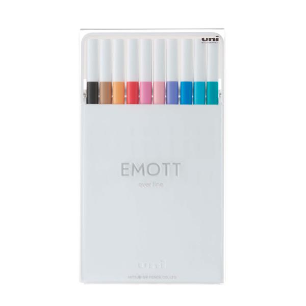 ≪商品スペック≫○商品名:エモット 10色セット No.2○品番:PEMSY10C.NO2○機能:水性サインペン○小売価格:2000円○JAN:4902778248379○インク色:ライトブルー（8）、エメラルドグリーン（31）、グレー（3...