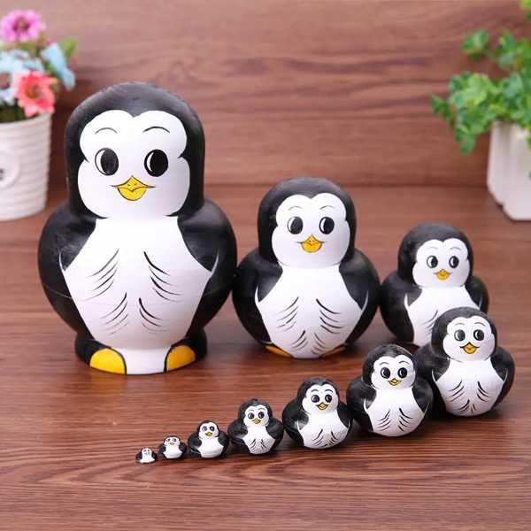 10ピース/セットペンギンパターンロシアマトリョーシカ人形バス 10ピース/セットペンギンパターンロシアマトリョーシカ人形バス