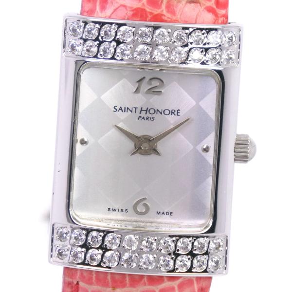 【管理番号】15200307【アイテム】腕時計【ブランド】サントノーレ（SAINT HONORE）【型番】711235.2-F01【対象】レディース【素材】ステンレススチール × リザード × ラインストーン【カラー】ピンク【重量】約27....