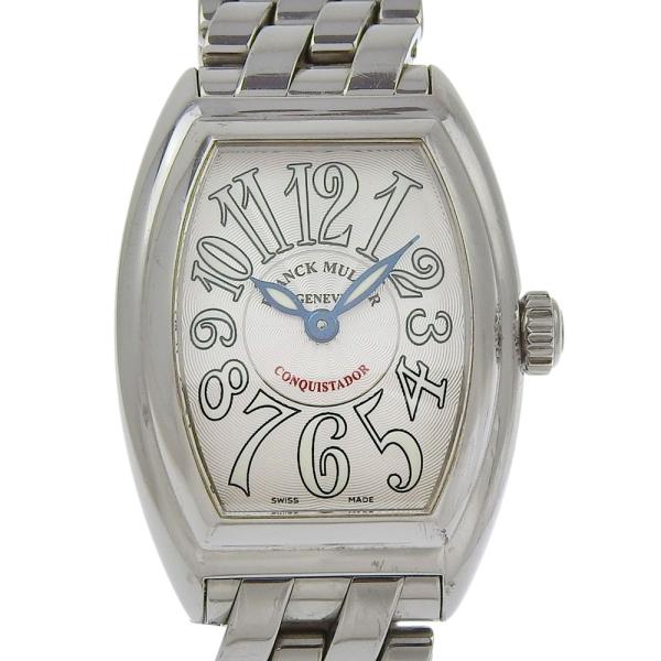 【管理番号】H181225744【アイテム】腕時計【ブランド】フランクミュラー（FRANCK MULLER）【モデル名】コンキスタドール【型番】8005L QZ【対象】レディース【シリアル】4**【素材】ステンレススチール【重量】約92.7...