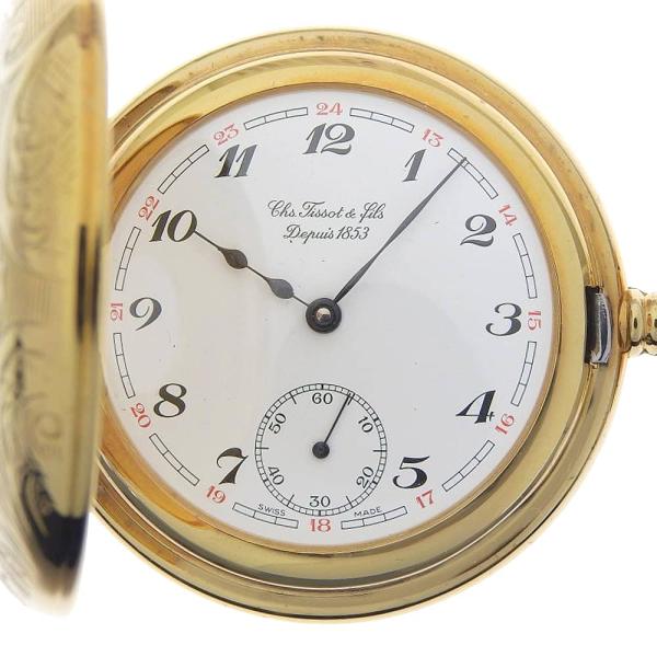 【管理番号】M152225001【アイテム】懐中時計【ブランド】ティソ（TISSOT）【モデル名】懐中時計【シリーズ】cal.ETA6498【対象】ユニセックス【素材】金メッキ【重量】約105.2g【サイズ】　ケース：約57mm x 50m...