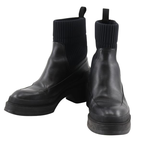 【管理番号】S111625105【アイテム】ブーツ【ブランド】エルメス（HERMES）【モデル名】リブ編みアンクルショートブーツ【型番】192095Z【ライン】VADROUILLE ヴァンダル【対象】レディース【素材】カーフ【カラー】黒【重...