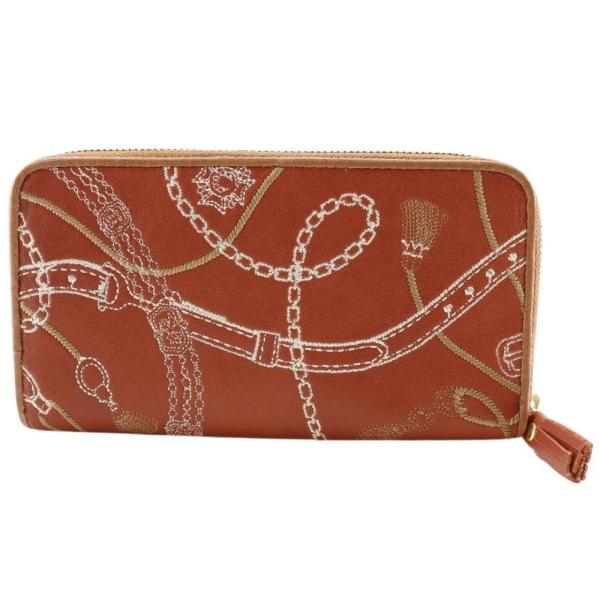 【管理番号】Y192724062【アイテム】長財布【ブランド】エンディミオン・スプリング（Endymion Spring）【モデル名】本革刺繍【ライン】ラウンドファスナー【対象】レディース【カラー】赤茶色【サイズ】　 H約10cm x W約...