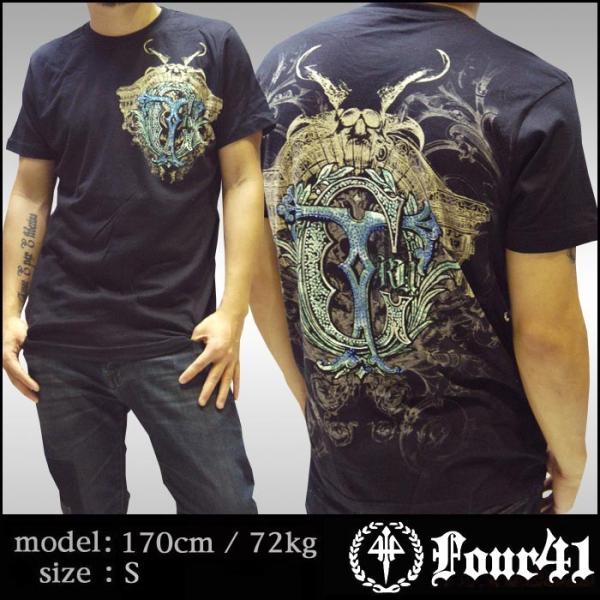 LA発 ブランド Four41 Los Angeles フォーフォーティーワン メンズ ラインストーン Tシャツ スワロフスキー ブラック 06 インポート セレブ セレカジ アメカジ ストリート サーフ LAセレブ Ed Hardy エド...