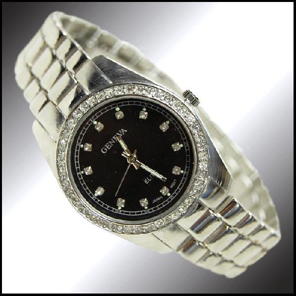 GENEVA ELITE 腕時計 ジルコニア カスタム ウォッチ シルバー 黒文字盤 メンズ 時計 ラグジュアリー スタイル ブランド ファッション セレブ ウォッチ メンズウォッチ セレカジ レディース アクセサリー パーティー カジュア...