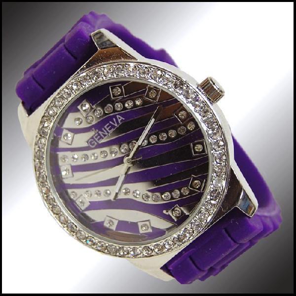 GENEVA ELITE 腕時計 ジルコニア カスタム ウォッチ シルバー パープル ラバーベルト メンズ 時計 ラグジュアリー スタイル ブランド ファッション セレブ ウォッチ メンズウォッチ セレカジ レディース アクセサリー パーテ...