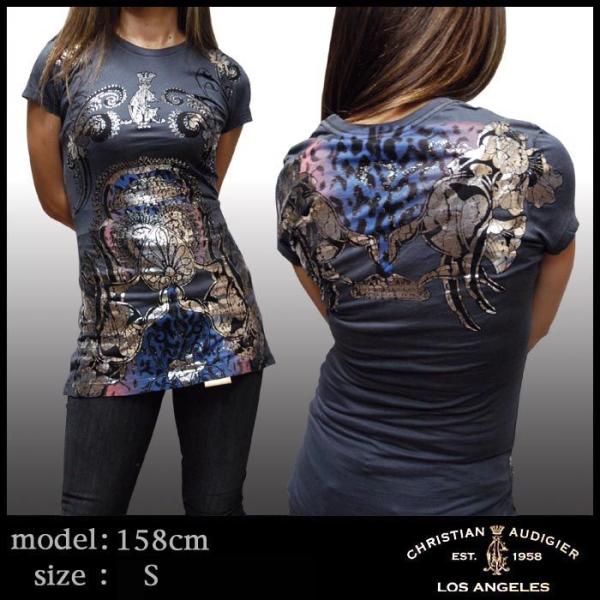 【セール】 クリスチャンオードジェー レディース チュニック Tシャツ Christian Audigier MOROCCAN TEMPLE グレー インポート セレブ カジュアル ハリウッド LAセレブ ファッション セレカジ 正規品 ク...