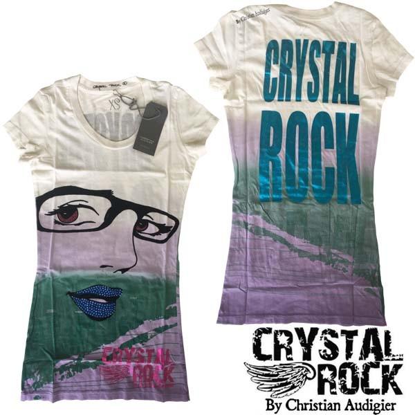 CRYSTAL ROCK クリスタルロック BY CHRISTIAN AUDIGIER クリスチャンオードジェー レディース チュニック Tシャツ ラインストーン RIP ホワイト ハリウッド ファッション セレブ カジュアル セレカジ エ...