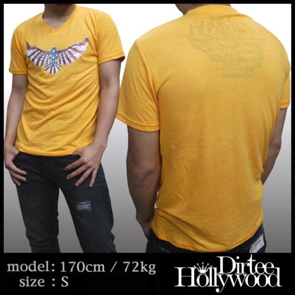 ダーティーハリウッド メンズ Tシャツ Vネック Dirtee Hollywood US FLAG EAGLE イエロー ブラック ダーティー ハリウッド LA セレブ ベッカム パリスヒルトン リンジーローハン 芸能人 女優 俳優 多数着...