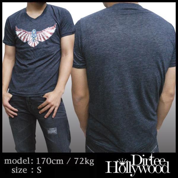 ダーティーハリウッド メンズ Tシャツ Vネック Dirtee Hollywood US FLAG EAGLE ブラック ブラック ダーティー ハリウッド LA セレブ ベッカム パリスヒルトン リンジーローハン 芸能人 女優 俳優 多数着...