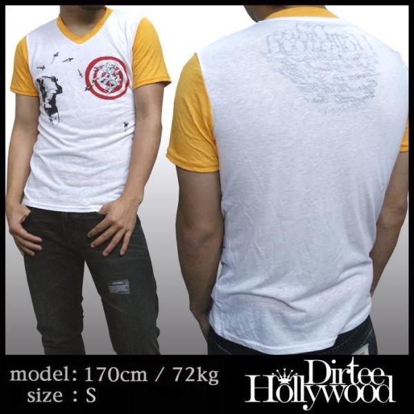 ダーティーハリウッド メンズ Tシャツ Vネック Dirtee Hollywood KNIFE GIRL イエロー ダーティー ハリウッド LA セレブ ベッカム パリスヒルトン リンジーローハン 芸能人 女優 俳優 多数着用 Safari...