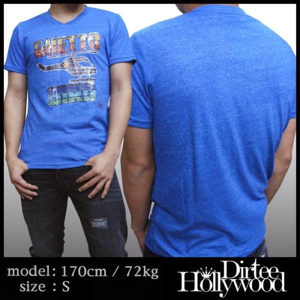 ダーティーハリウッド メンズ Tシャツ Vネック Dirtee Hollywood GHETTO BIRD ブルー ブラック ダーティー ハリウッド LA セレブ ベッカム パリスヒルトン リンジーローハン 芸能人 女優 俳優 多数着用 S...