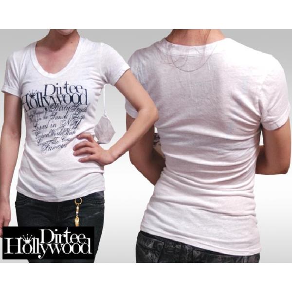 ダーティーハリウッド レディース Tシャツ Vネック Dirtee Hollywood BRANDED ホワイト ブラック ダーティー ハリウッド LA セレブ ベッカム パリスヒルトン リンジーローハン 芸能人 女優 俳優 多数着用 Sa...