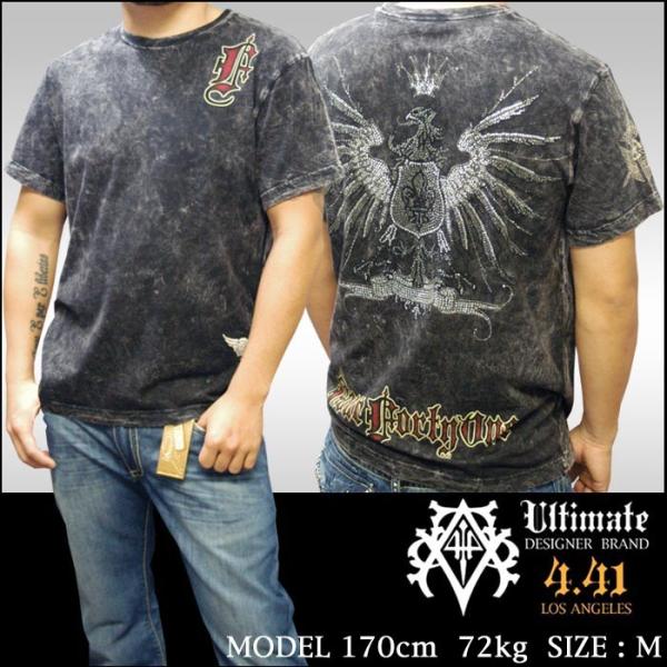 最終値下げ アメリカ製 FOUR 41 Los Angeles メンズ ラインストーン Tシャツ ブラック k-06 ブランド セールアメリカはロサンゼルスの中心にショップを構えるブランド、Four41 Los Angeles  (フォーフ...