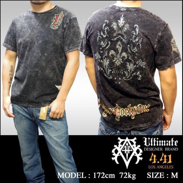 最終値下げ アメリカ製 FOUR 41 Los Angeles メンズ ラインストーン Tシャツ ブラック k-27 ブランド セールアメリカはロサンゼルスの中心にショップを構えるブランド、Four41 Los Angeles  (フォーフ...