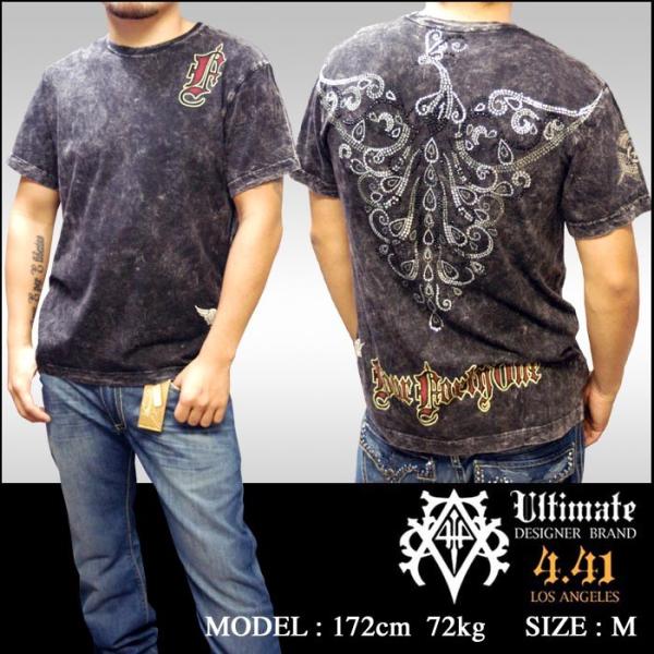 【大特価プロモーション価格】【56%OFF】 Four41 スワロフスキー Tシャツ ブラック メンズ ラインストーン フェニックス インポート セレブ ブランド アフリクション クロムハーツ スタイル Ed Hardy エドハーディー ス...