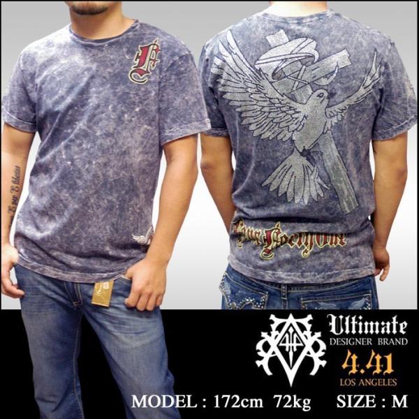【プロモーション価格】【30%OFF】 Four41 スワロフスキー Tシャツ グレー メンズ ラインストーン クロスバード インポート セレブ ブランド アフリクション クロムハーツ スタイル Ed Hardy エドハーディー ストリート...