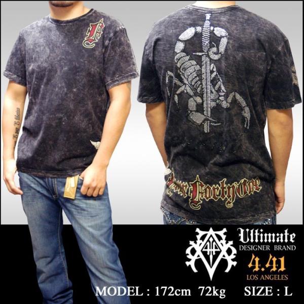 【プロモーション価格】【30%OFF】 Four41 スワロフスキー Tシャツ ブラック メンズ ラインストーン スコーピオン インポート セレブ ブランド アフリクション クロムハーツ スタイル Ed Hardy エドハーディー ストリー...