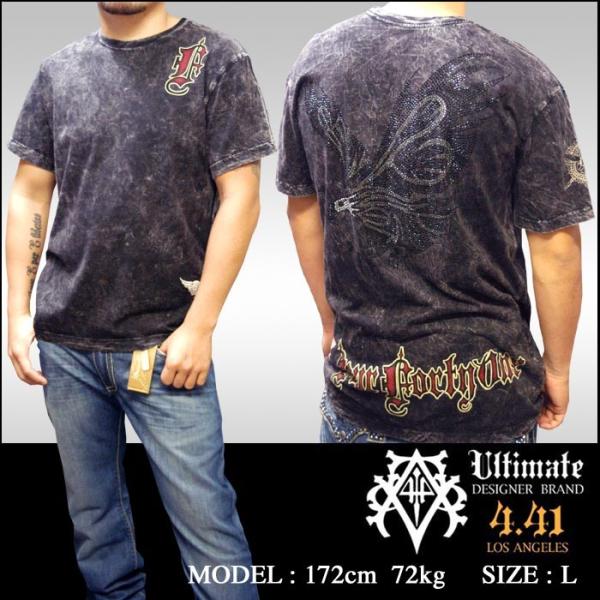 【プロモーション価格】【30%OFF】 Four41 スワロフスキー Tシャツ ブラック メンズ ラインストーン フライング イーグル インポート セレブ ブランド アフリクション クロムハーツ スタイル Ed Hardy エドハーディー ...
