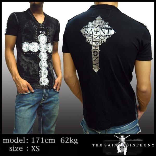 セインツシンフォニー THE SAINTS SINPHONY メンズ Vネック Ｔシャツ メンズ HIGH セイントシンフォニー 半袖 シャツ セインツ シンフォニー LAセレブ セレカジ カジュアル ファッション ロック スタイル Ed ...