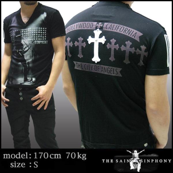 セインツシンフォニー THE SAINTS SINPHONY メンズ Vネック Ｔシャツ メンズ 536 セイントシンフォニー 半袖 シャツ セインツ シンフォニー LAセレブ セレカジ カジュアル ファッション ロック スタイル Ed H...