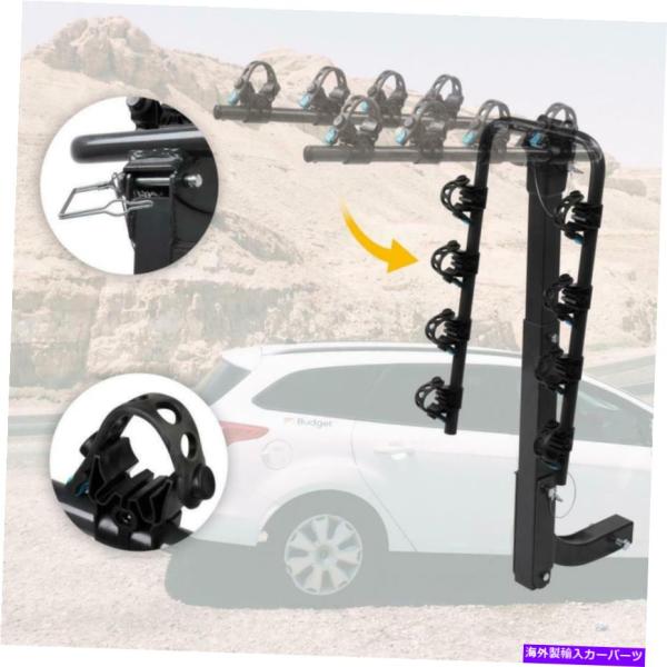 USサイクルキャリア 4自転車ラック自転車キャリアヒッチマウントダブルラック折りたたみ式車トラックSUVS 4 Bike Rack Bicycle Carrier Hitch Mount Double Rack Foldable Cars ...