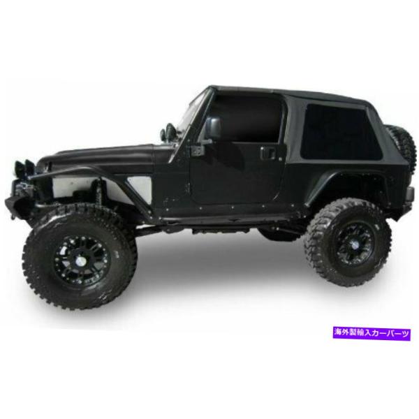 Soft Top 2004-2006ジープラングラー無制限のLJフレームレス砥石の柔らかいトップ帆布黒 2004-2006 Jeep Wrangler Unlimited LJ Frameless Bowless Soft Top Sail...