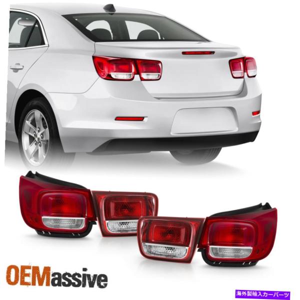 USテールライト 13-15シボレー・マリブLS / LT / ECO [非LED]クロムレッドテールライト対4PCS For 13-15 Chevy Malibu LS / LT / Eco [Non-LED] Chrome Red Ta...