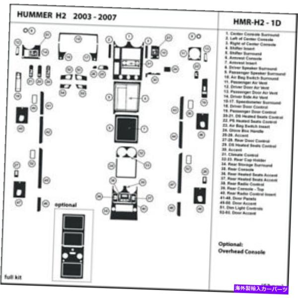 内装パーツ HUMMER H2 2003-2007インジアヤードリット用メーチンデイサーハッションハットリーカットハットHMR-H2-1D-オリジナルのタイトルを表示 Hummer H2 2003-2007 インテリアオーバーレイ用カーボン...