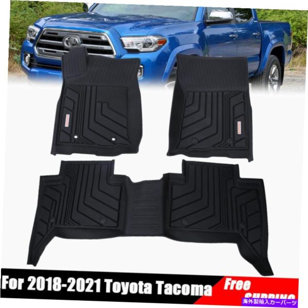 Floor Mat Toyota Tacoma 2018-21のダブルタクシーAll Weather Google Lable Liner Mat Black For Toyota Tacoma 2018-21 AT Double Cab ...