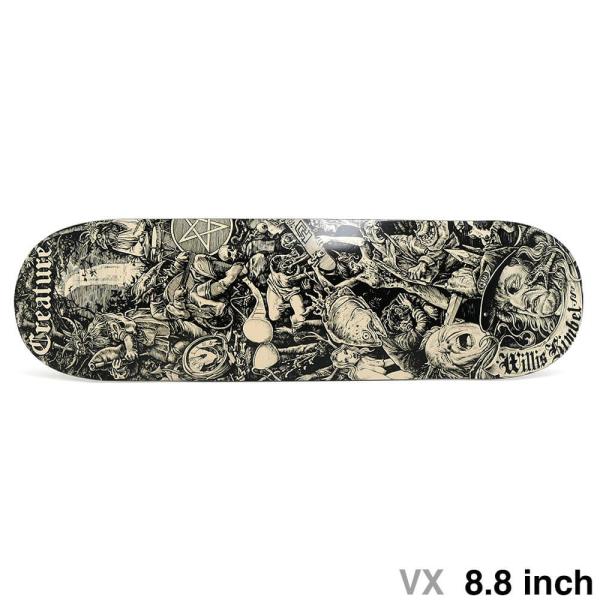 【VX】“VX” シリーズは、5層のカナディアンメイプルに2層のファイバーグラスを使ったデッキです。QUAD x TECHNOLOGY と呼ばれ、通常のデッキに比べより強く、より軽く、そして長持ちするデッキを実現。【CREATURE / D...