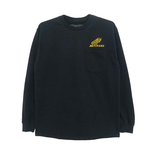 【ANTIHERO / LONG SLEEVE T-SHIRTS】スケボー・スケートボードの老舗デッキブランド、ANTIHERO（アンチヒーロー）の長袖ポケットTシャツです。左胸ポケット上に刺繍ロゴが施されています。【素材】コットン 100...
