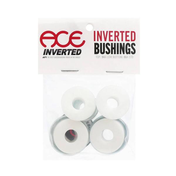 【ACE / BUSHING】スケボー・スケートボードのトラックブランド、ACE（エース）。エースの INVERTED トラック専用の交換ブッシュと、特別設計された凹型カップワッシャーのセットです。 トップ：94A / 10mmボトム：86...