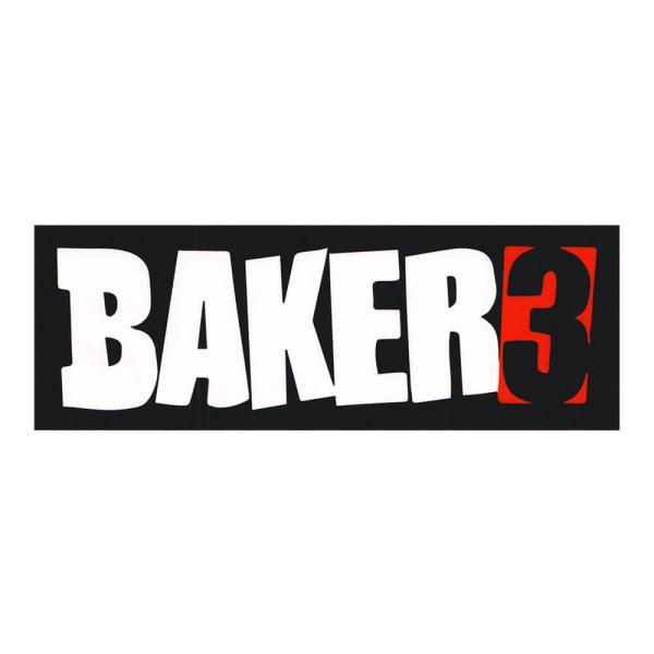 【BAKER / STICKER】ANDREW REYNOLDS が手掛けるスケボー・スケートボードのデッキブランド、BAKER（ベイカー）。BAKER 3 ロゴのステッカーです。サイズ：約6.5cm x 18.5cm