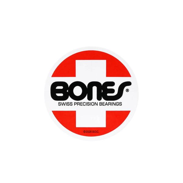 【BONES / STICKER】スケボー・スケートボードのベアリングブランド、BONES BEARINGS（ボーンズベアリングス）。SWISS OG CIRCLE ロゴの1.75インチステッカーです。サイズ：直径 約4.5cm