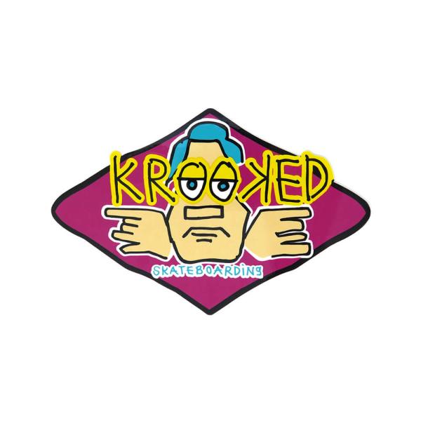 【KROOKED / STICKER】MARK GONZALES が手掛けるスケボー・スケートボードのデッキブランド、KROOKED（クルキッド）。DUDE ロゴのダイカットステッカーです。サイズ：約10.5cm x 16.5cm